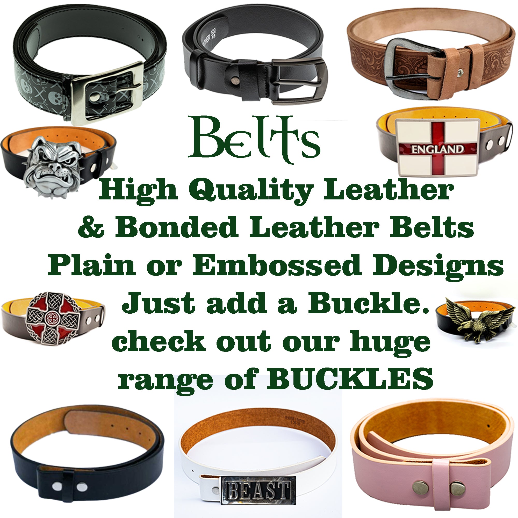 Leather & Bonded Leather Belts in a variety of colours, designs & size ...